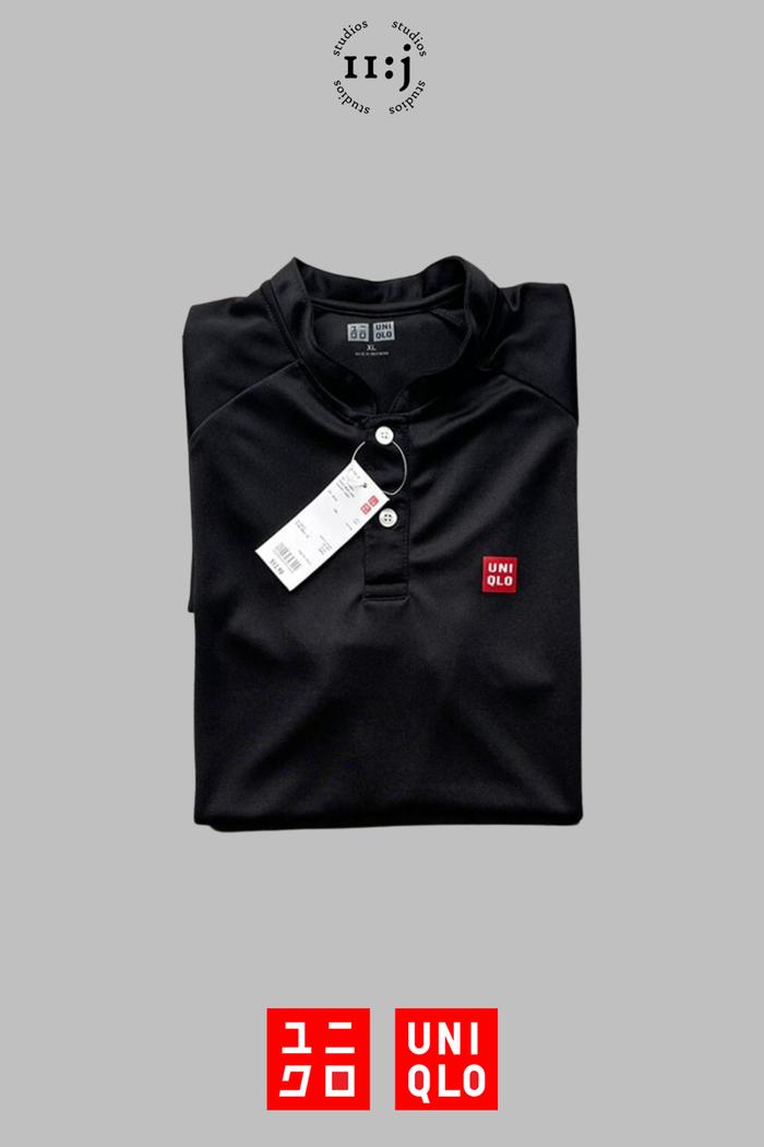 Jual Kaos Polo Shirt UNIQLO Logo Kerah Shanghai New Original - Black ...