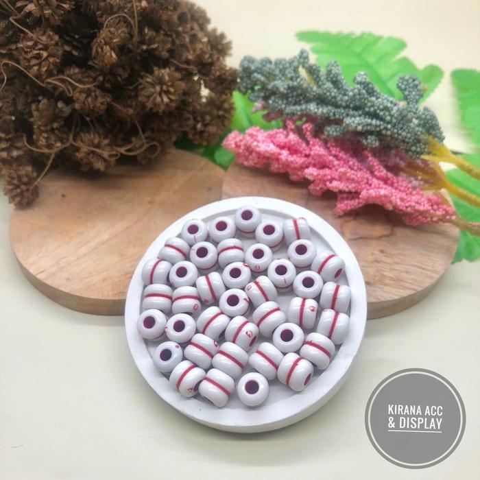 Jual 450 gr Mote / Manik Dasar Putih Garis Warna Tabung Garis - Merah ...