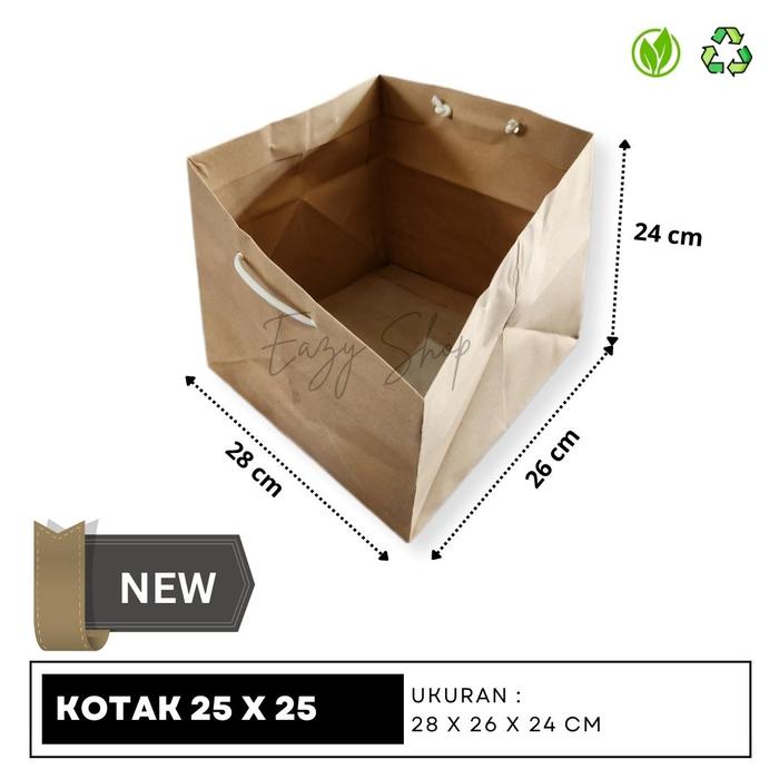 Jual Paper Bag Kotak Polos Coklat | 20x20 22x22 25x25 30x30 | Goodie ...