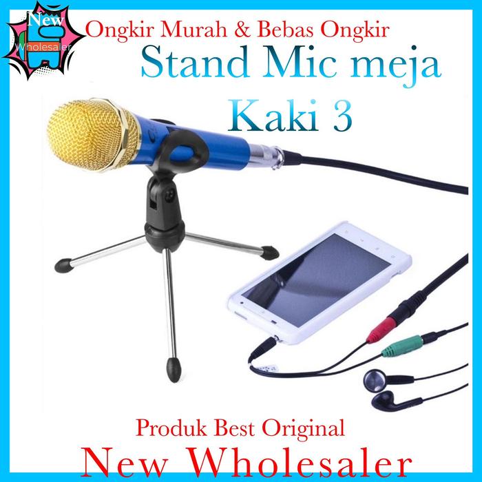 Jual Stand mic meja podcast live kaki 3 original microphone kabel ...