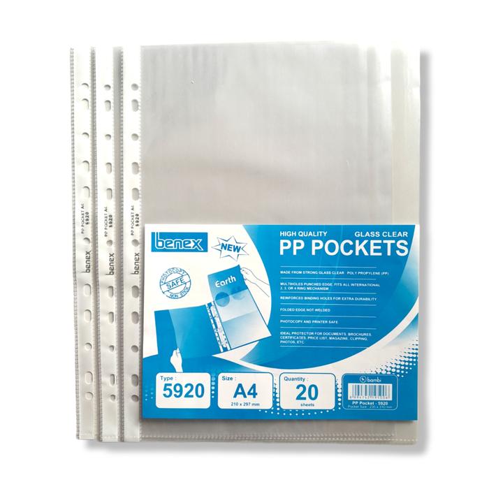 Jual BENEX Document Pockets 5920 / Sheet Protector A4 -[ PACK ] - Kota ...