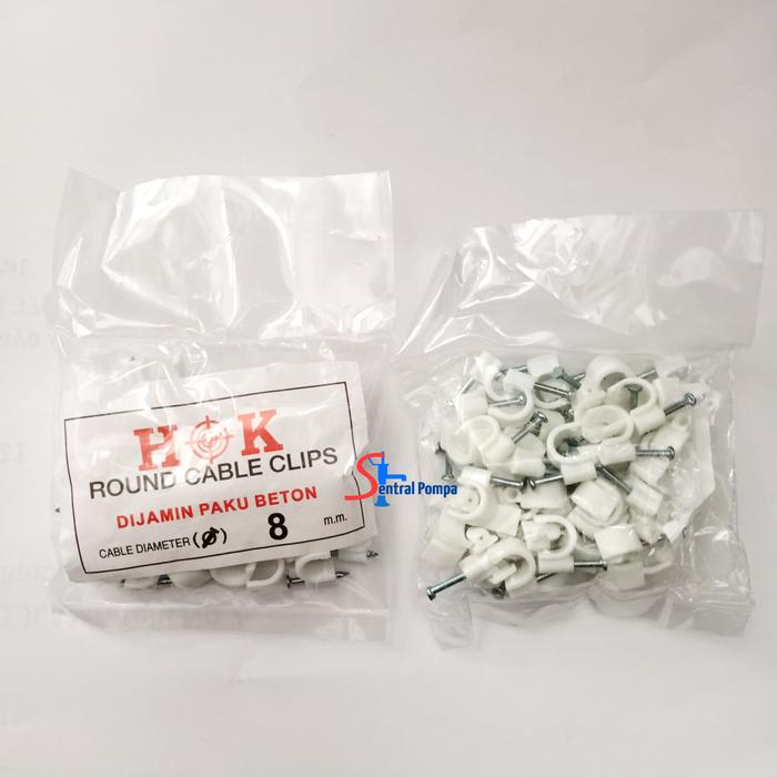 Jual Klem Kabel Listrik No. 8 Paku Beton Round Cable Clips 8mm per ...