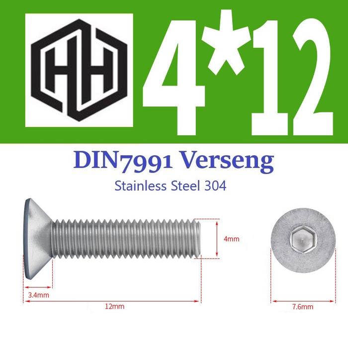 Jual Baut L Flat M4 x 12 Verseng Flat Head Hex Stainless Steel BV412 - Kota Depok - HiraHana ...