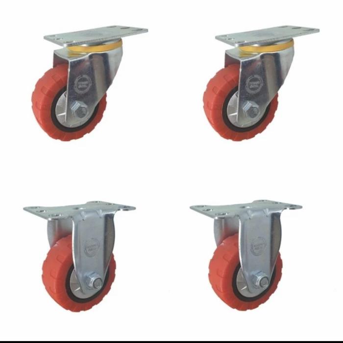 Jual Roda Polyurethane/ PU Merah Kembang ukuran 3 inchi hidup dan mati ...