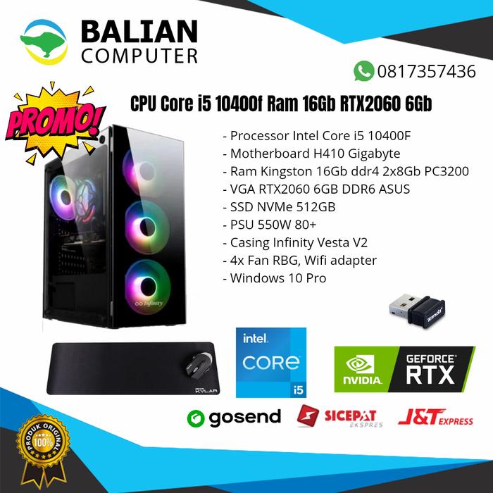 Jual Komputer Core i5 10400f + Ram 16Gb + RTX 2060 6gb DDR6 + NVMe ...