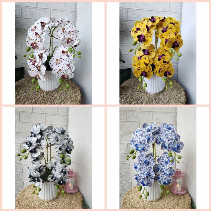 Jual BUNGA ANGGREK LATEX VAS CANGKIR ARTIFICIAL BUNGA MEJA HIASAN meja ...