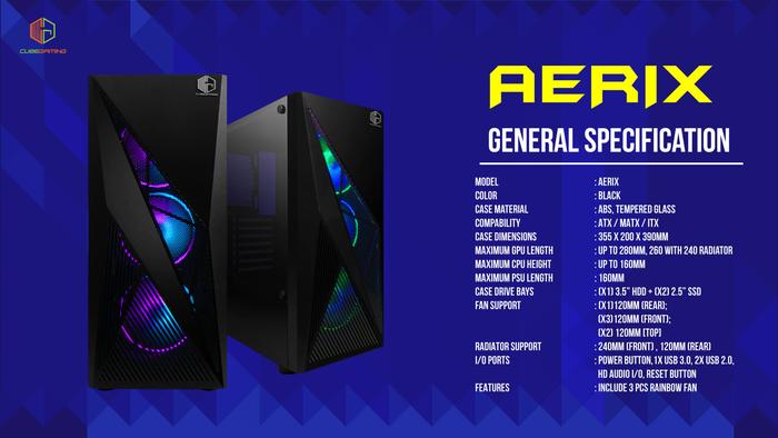 Jual Casing ATX CUBE GAMING AERIX - INCL 3 FAN ARGB, CASING PC GAMING ...