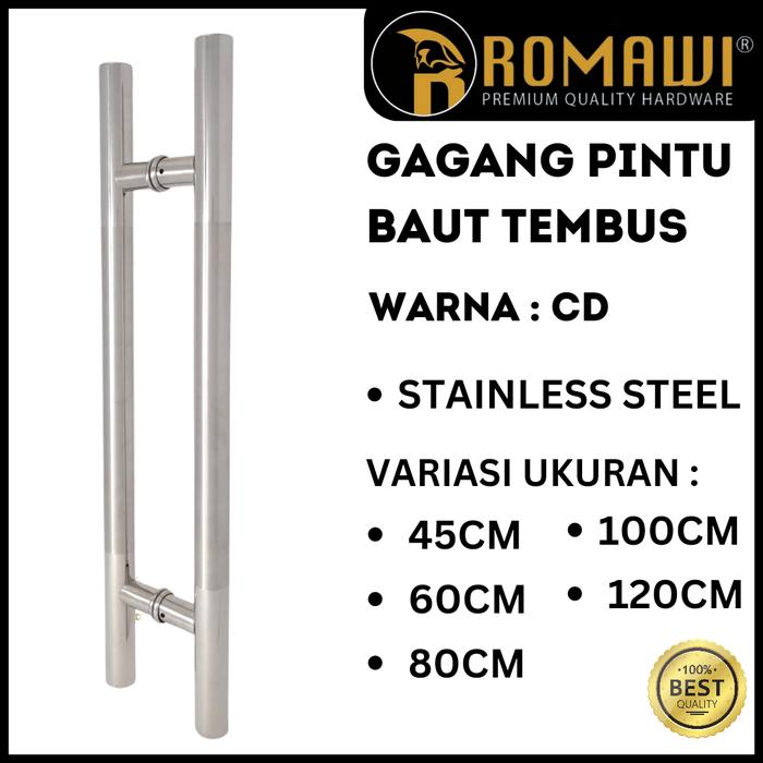 Jual PULL HANDLE GAGANG PEGANGAN PINTU BULAT STAINLESS FULL HITAM 60CM ...