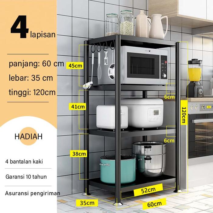 Jual Rak Microwave adjustable Rak Oven 3 susun Stainless steel ...