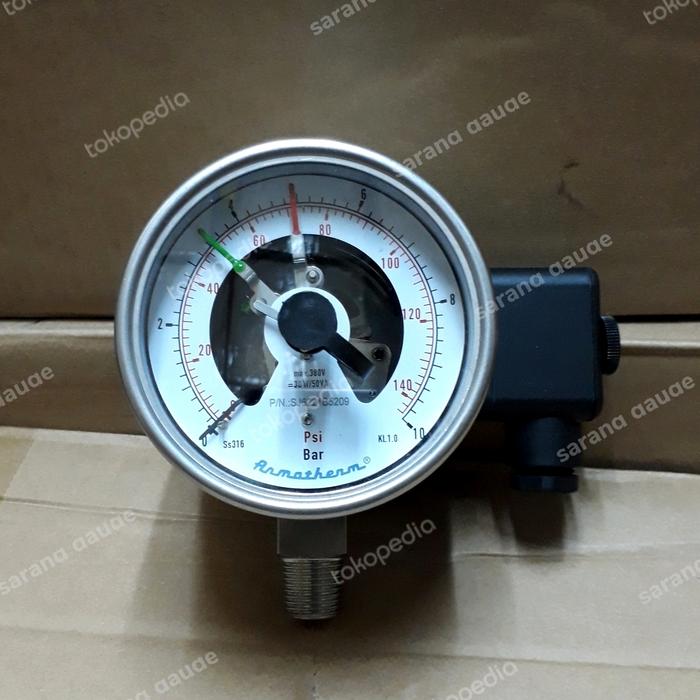 Jual preasure gauge kontak 4" 10bar allss model raket kontak nc-no ...