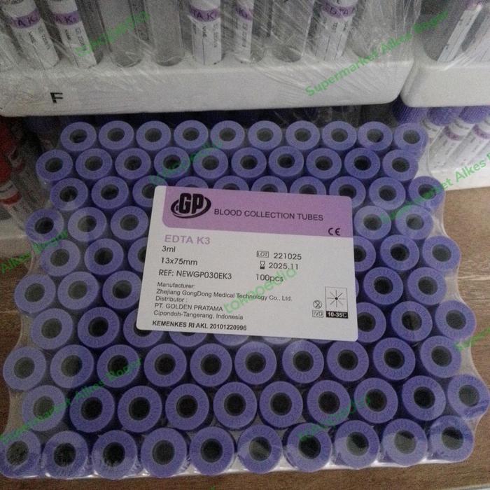 Jual Tabung K3 EDTA 3 ml pet GP - Kab. Bogor - Supermarket Alkes Bogor | Tokopedia