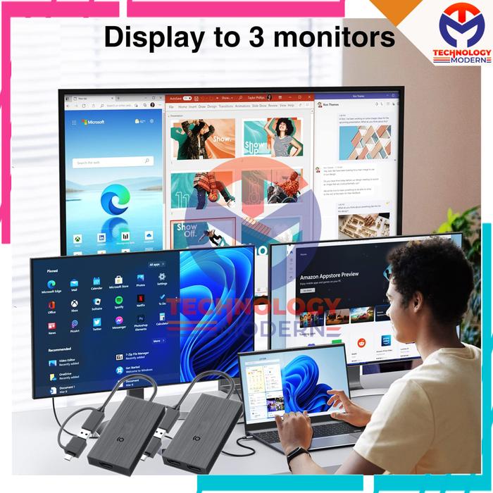 Jual Multiple Monitor USB 3.0 to Triple HDMI Extend Display 3 Monitor ...
