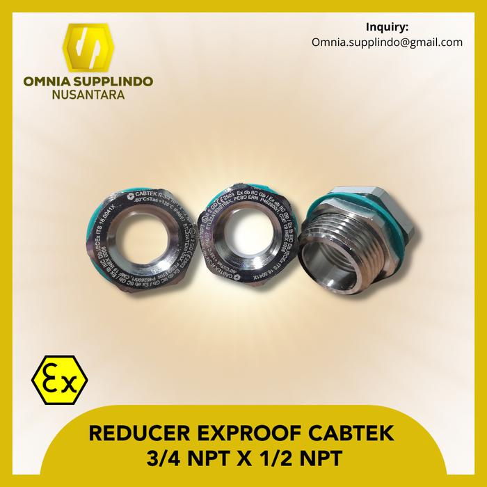 Jual Reducer Exproof CABTEK 3/4" NPT (M) X 1/2" NPT (F) Brass Nickel ...