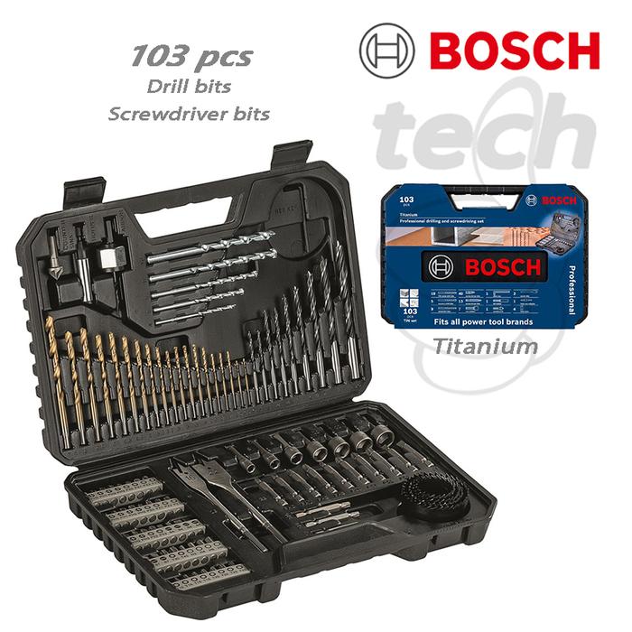 Promo Set Mata Bor Tembok Kayu Besi Mata Obeng Set Bosch 103 pcs ...