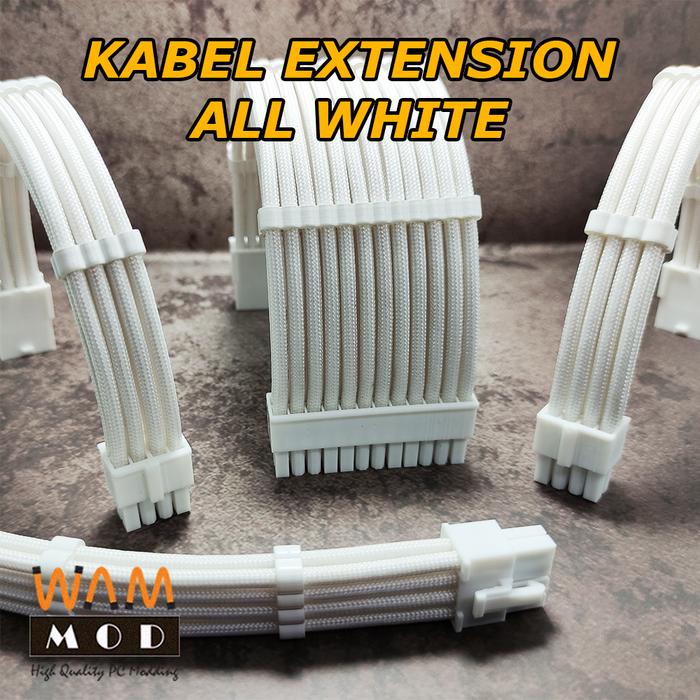 Jual Kabel Extension Pc Modding All White - Warna Putih 24p 8p 6p 4p Di ...