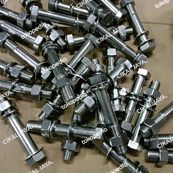 Jual baut mur stainless M16 x 100 half drat / komplit 2ring - Jakarta Pusat - CIKAL JAYA ...