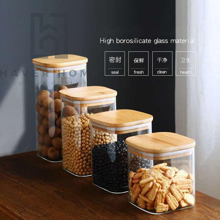 Jual Toples Kaca Kotak Tutup Kayu Elegan Multi Fungsi Kedap Udara ...