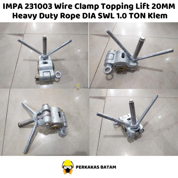 Jual IMPA 231003 Wire Clamp Topping Lift 20MM Heavy Duty Rope DIA SWL 1 ...