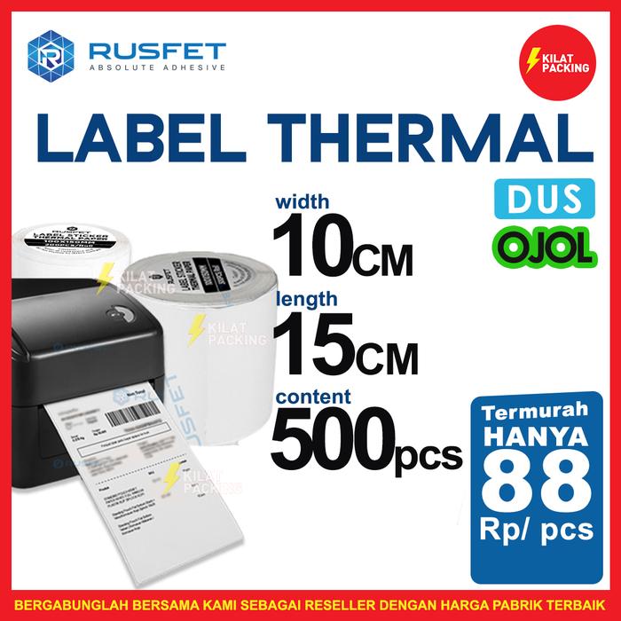 Jual Label Thermal Stiker Barcode Label 500pcs Thermal Rusfet Dus Ojol ...
