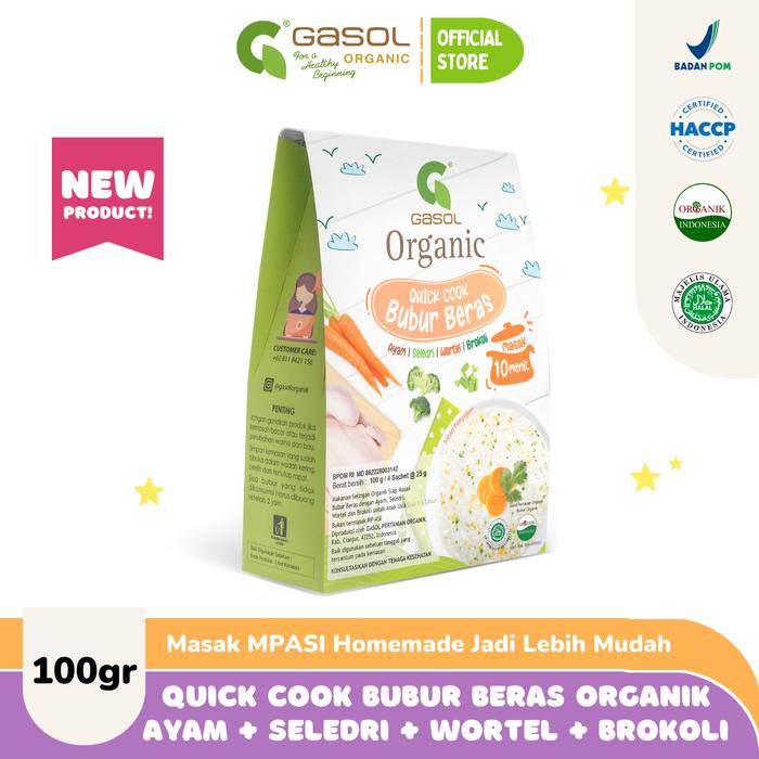 Jual GASOL Quick Cook CHICKEN BROCCCOLI Bubur Beras Organik MPASI 100gr ...