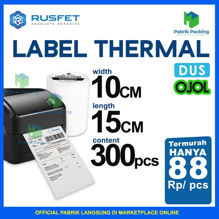Jual Stiker Thermal Resi Thermal Label Barcode 300pcs Rusfet Dus Ojol ...