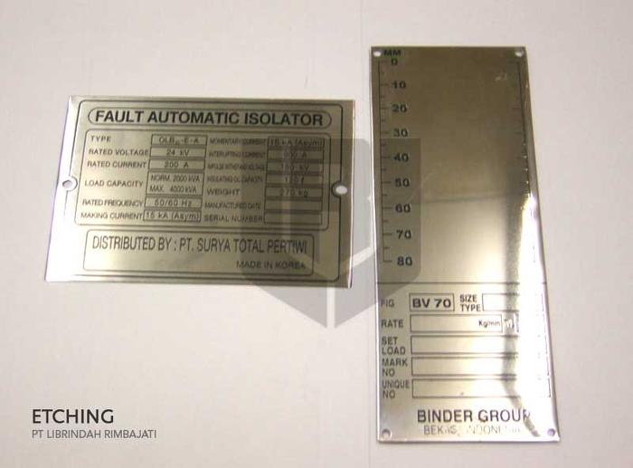 Jual Etching Gravir Nameplate Tag Tagging Stainless Steel 304 atau 316 ...