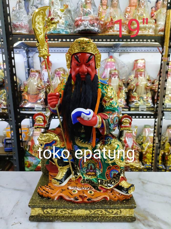 Jual patung kwan kung / kwan te / kwan kong - duduk- kayu taiwan - 19 ...