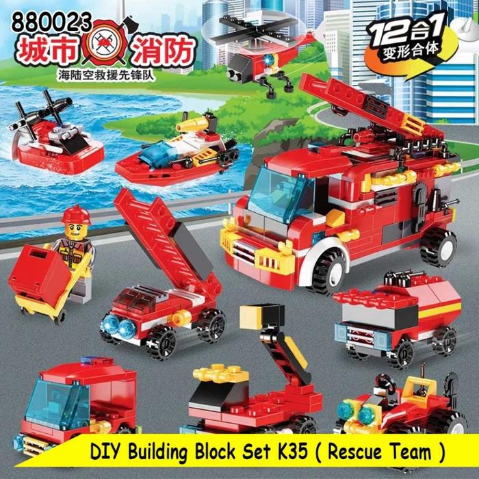 Jual Mainan Bricks Surprise Egg Fire Truck Fire Engine Rescue Team Lego ...