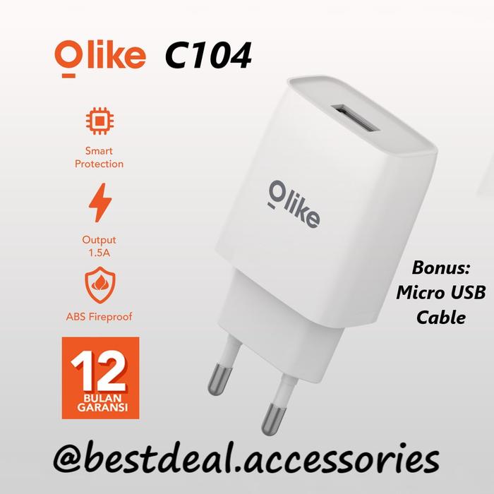 Jual Olike C104 USB Adapter Kepala Charger 1.5A + Micro USB Cable ...