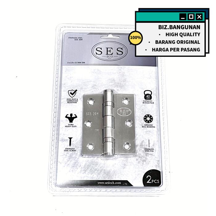 Jual (ECO) ENGSEL STAINLESS STEEL SES 3" INCH - ENGSEL PINTU JENDELA ...