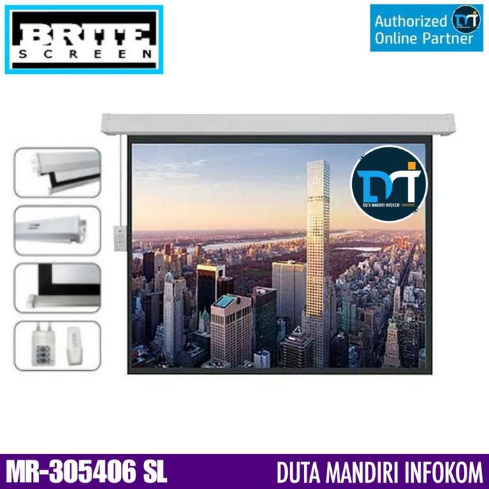 Promo BRITE MR-305406 SL 200" Inch - Motorized Screen Projector | MR ...