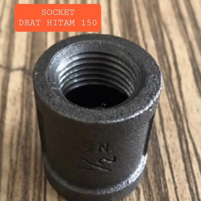 Jual 1/2" SOCKET BESI HITAM #150 1/2 INCH 150 DRAT DALAM INDUSTRIAL BSP ...