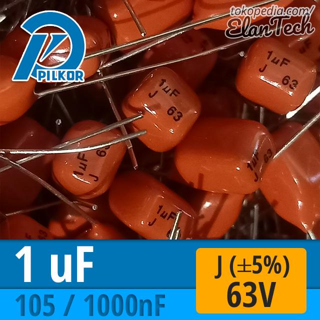Jual Kapasitor MKT 1uF 63V Pilkor 105 1000nF Orange Capacitor Elantech ...