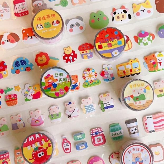 Jual sticker roll kawaii / sticker tape roll animal cartoon cute ...