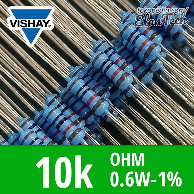 Jual Resistor 10k Ohm 0.6W 1% Vishay MRS25 Metal Film Size 1/4W ...