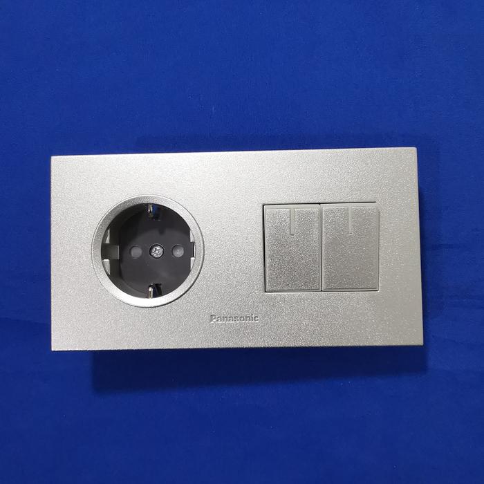 Jual Stop Kontak CP +Saklar Seri/2 Gang Silver Style Series InBow ...