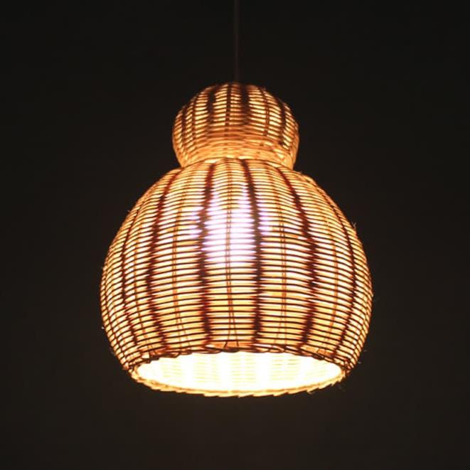Jual Kap Lampu Gantung Rotan | Rattan Pendant Light | Lampu Rotan KL18 ...
