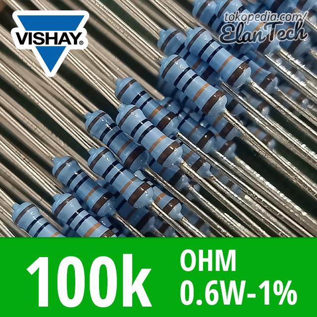 Jual Resistor 100k Ohm 0.6W 1% Vishay MRS25 Metal Film Size 1/4W ...