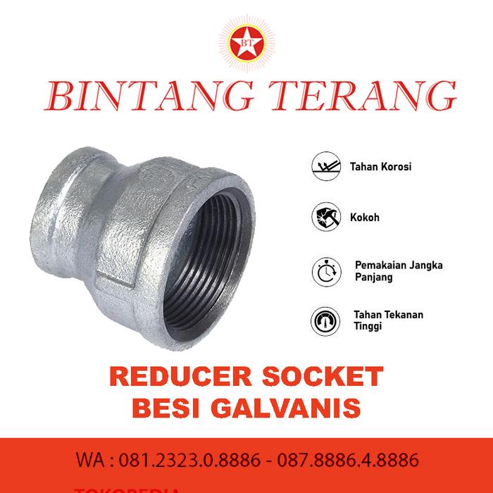 Jual reducer galvanis 11/2 x 3/4 / Vlok Sok Galvanis 1 1/2 x 3/4" / Reduser - Kota Surabaya ...