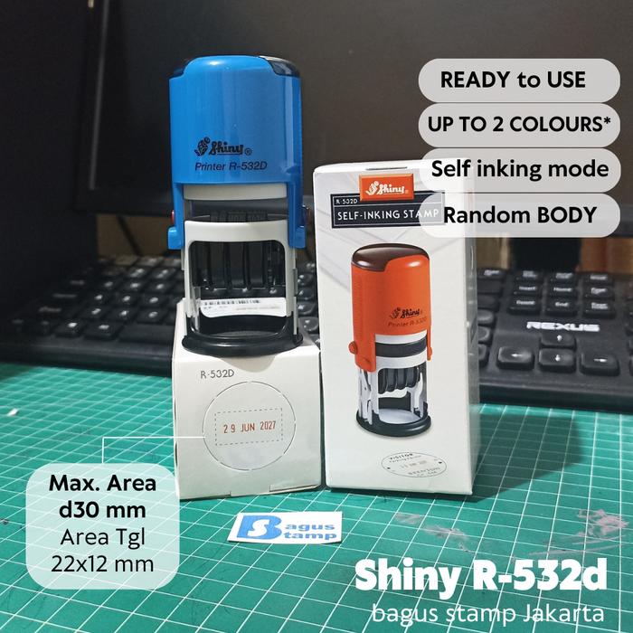 Jual Stempel Shiny R 532D Tanggal Otomatis Custom Text / Dater Otomatis ...