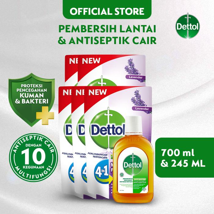 Promo Dettol Pembersih Lantai Lavender 700ml x5 + Antiseptik 245ml - - Dettol, Vanish, & Harpic ...