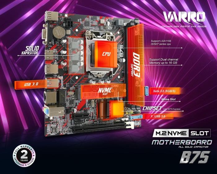 Jual Motherboard Intel Varro H61+ Plus LGA 1155 B75 USB 3.0 - Jakarta ...