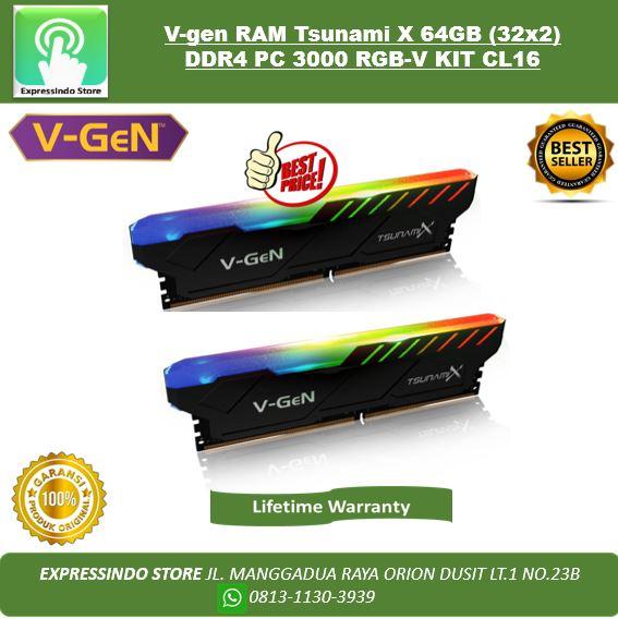 Jual V-gen RAM Tsunami X 64GB (32x2) DDR4 PC 3000 RGB-V KIT CL16 ...