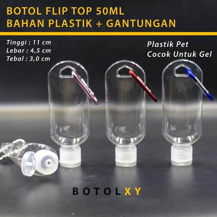 Jual Botol Plastik PET 50ml Flip Top Gantungan Carabiner Gel Hand ...