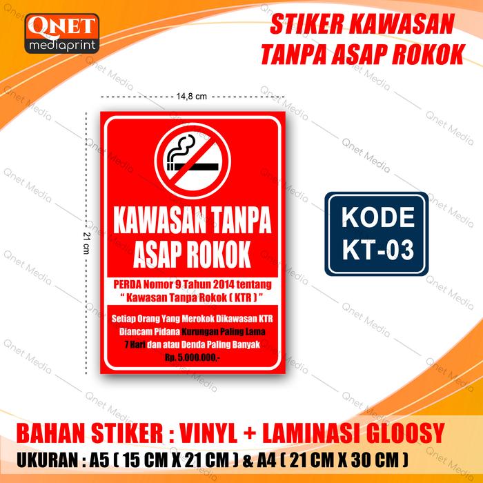 Jual STIKER KAWASAN TANPA ASAP ROKOK | BAHAN VINYL + LAMINASI GLOSSY ...