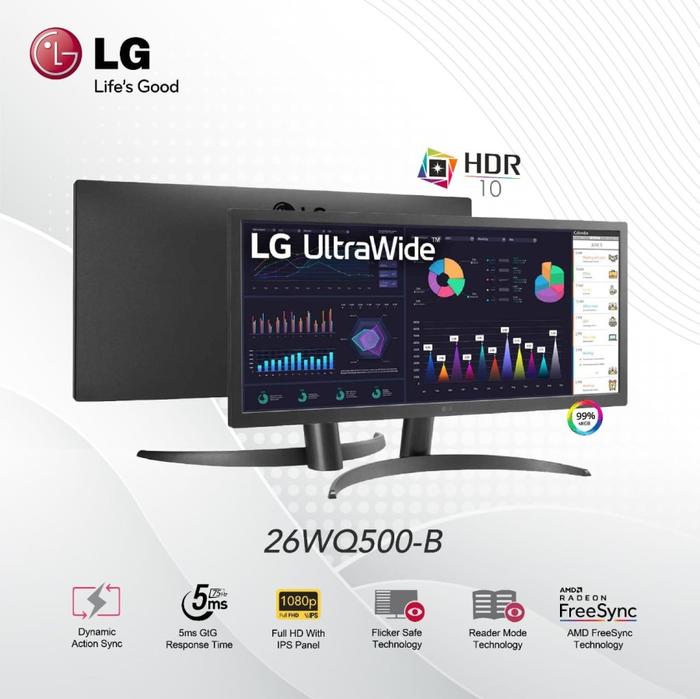 Jual Monitor LG 26WQ500-B 26"Inch UltraWide FHD IPS HDR10 75Hz FreeSync ...