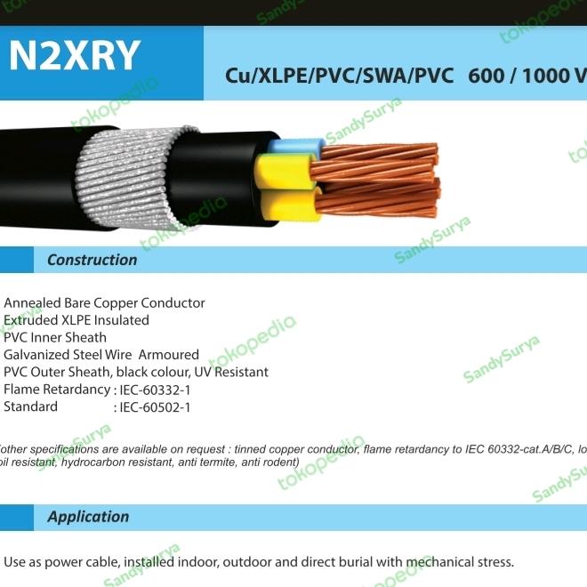 Jual First Cable N2XRY 3 x 2.5 Cu XLPE PVC SWA 600 1000 V Kabel Hitam UV - Jakarta Barat ...