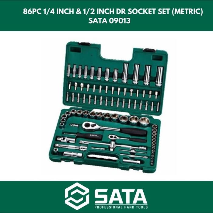 Jual SATA Kunci Socket Set 86 Pcs 1/4 Inch & 1/2 Inch (METRIC) 09013 ...