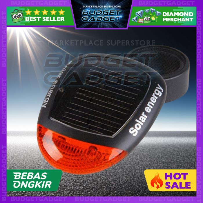 Jual Solar Bicycle Taillight Warning / Lampu Rambu Sepeda Tenaga Surya ...