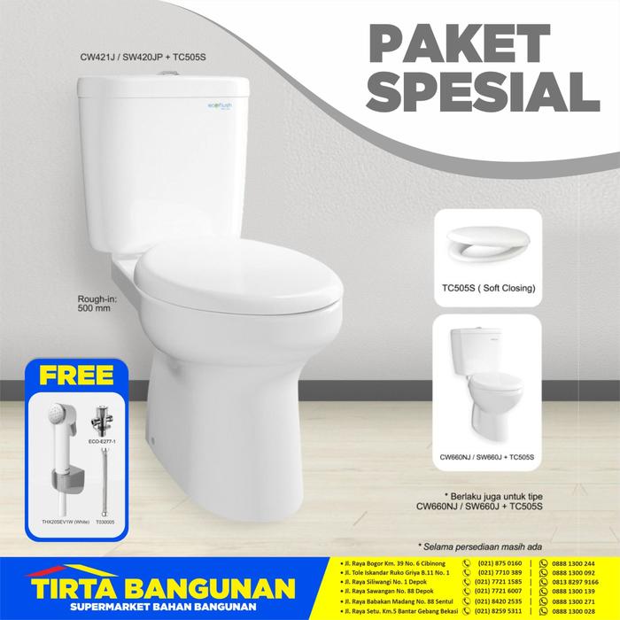Promo TOTO CW421J/SW420JP TOILET/ CLOSET DUDUK/ WC FREE JET SHOWER ...